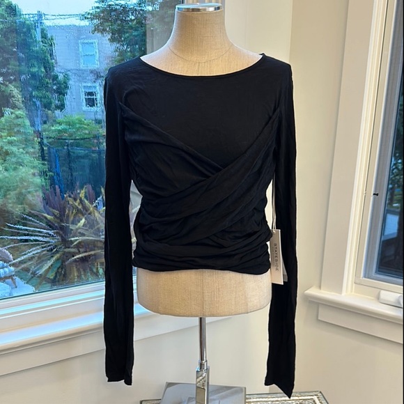 Stateside | Tops | Stateside Slub Draped Crossover Top Black | Poshmark